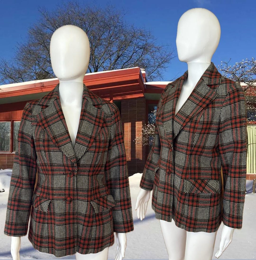 60s Mod Plaid Wool Blazer – Carnaby Street Psychedelia - Finely ...