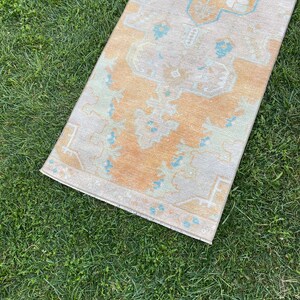 3x8 Oushak Runner, Pastel Persian Rug, Vintage Runner Orange, Turkish ...