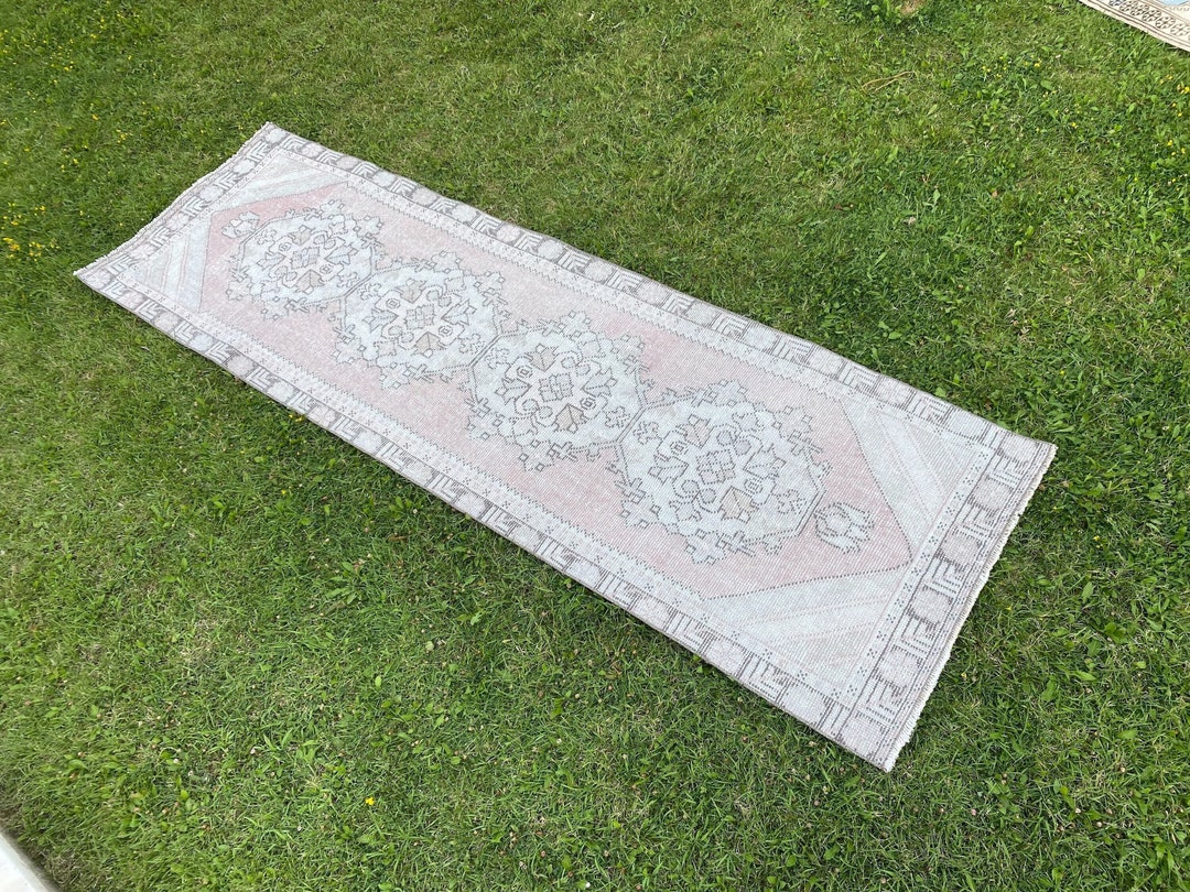 Pastel Oushak Runner, Long Turkish Runner, 3x9 Vintage Runner for ...