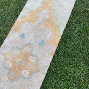 3x8 Oushak Runner, Pastel Persian Rug, Vintage Runner Orange, Turkish ...