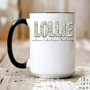 Lollie Mug With Kids Names, Personalized Lollie Wildflowers Mug ...
