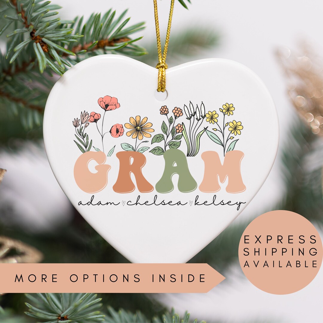 Gram Ornament With Grandkids Names, Personalized Gram Christmas ...