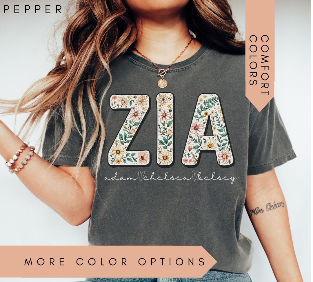 Zia Shirt With Kids Names,personalized Zia Wildflowers Shirt,kids Names ...