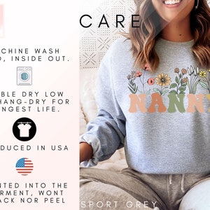 Nanny Sweatshirt, Nanny Wildflowers Sweatshirt, Nanny Sweater, Nanny ...