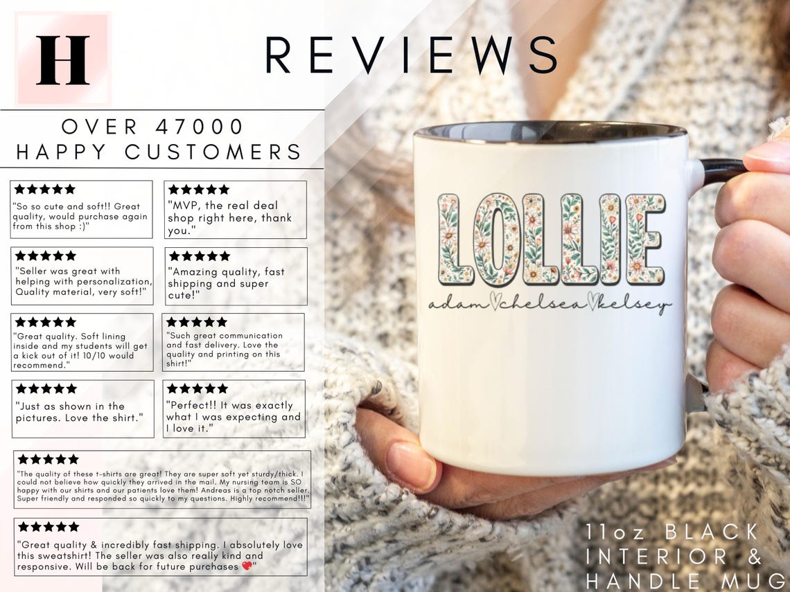 Lollie Mug With Kids Names, Personalized Lollie Wildflowers Mug ...