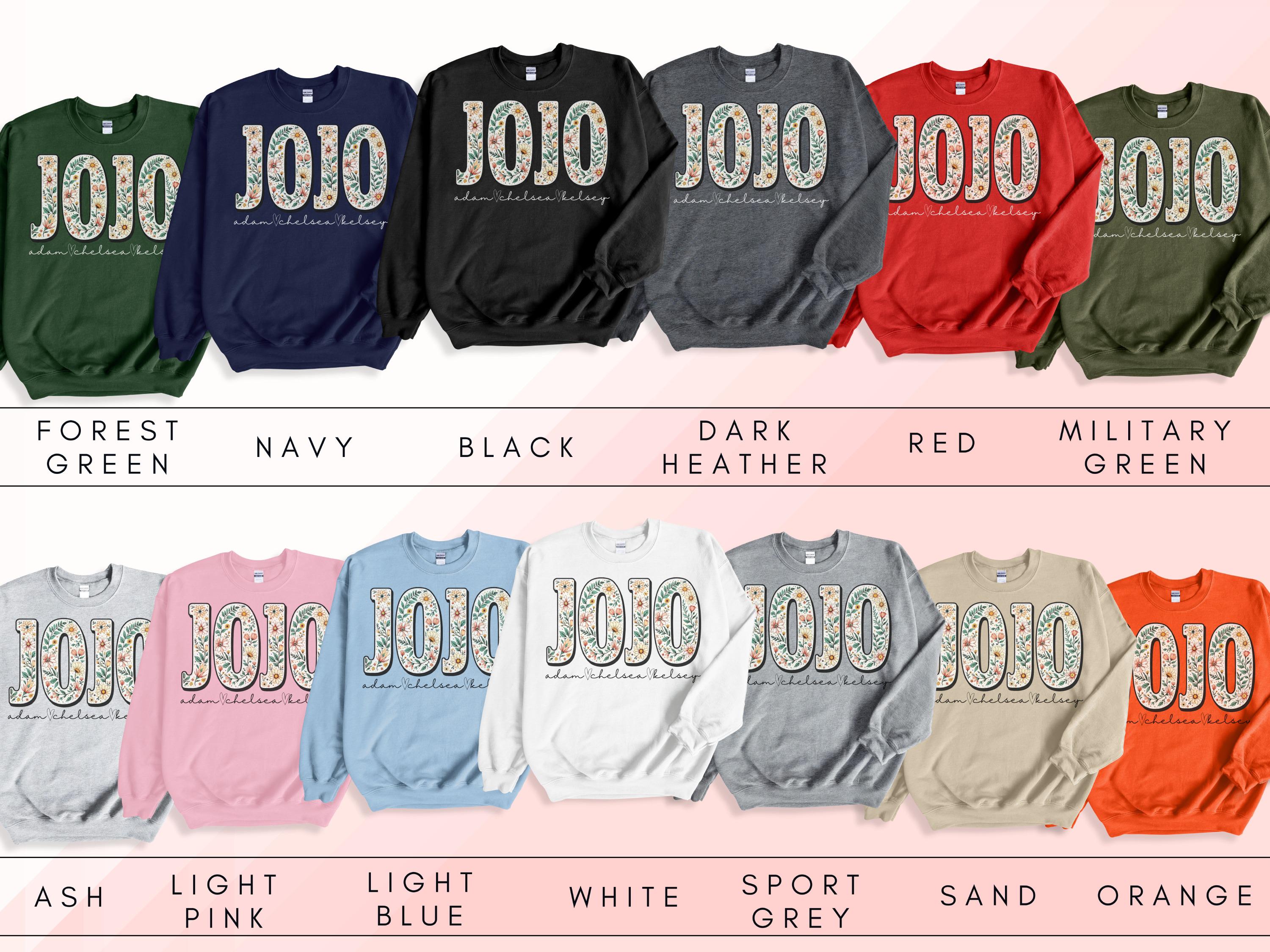 Jojo Sweatshirt With Names, Personalized Gogo Wildflowers Sweatshirt ...