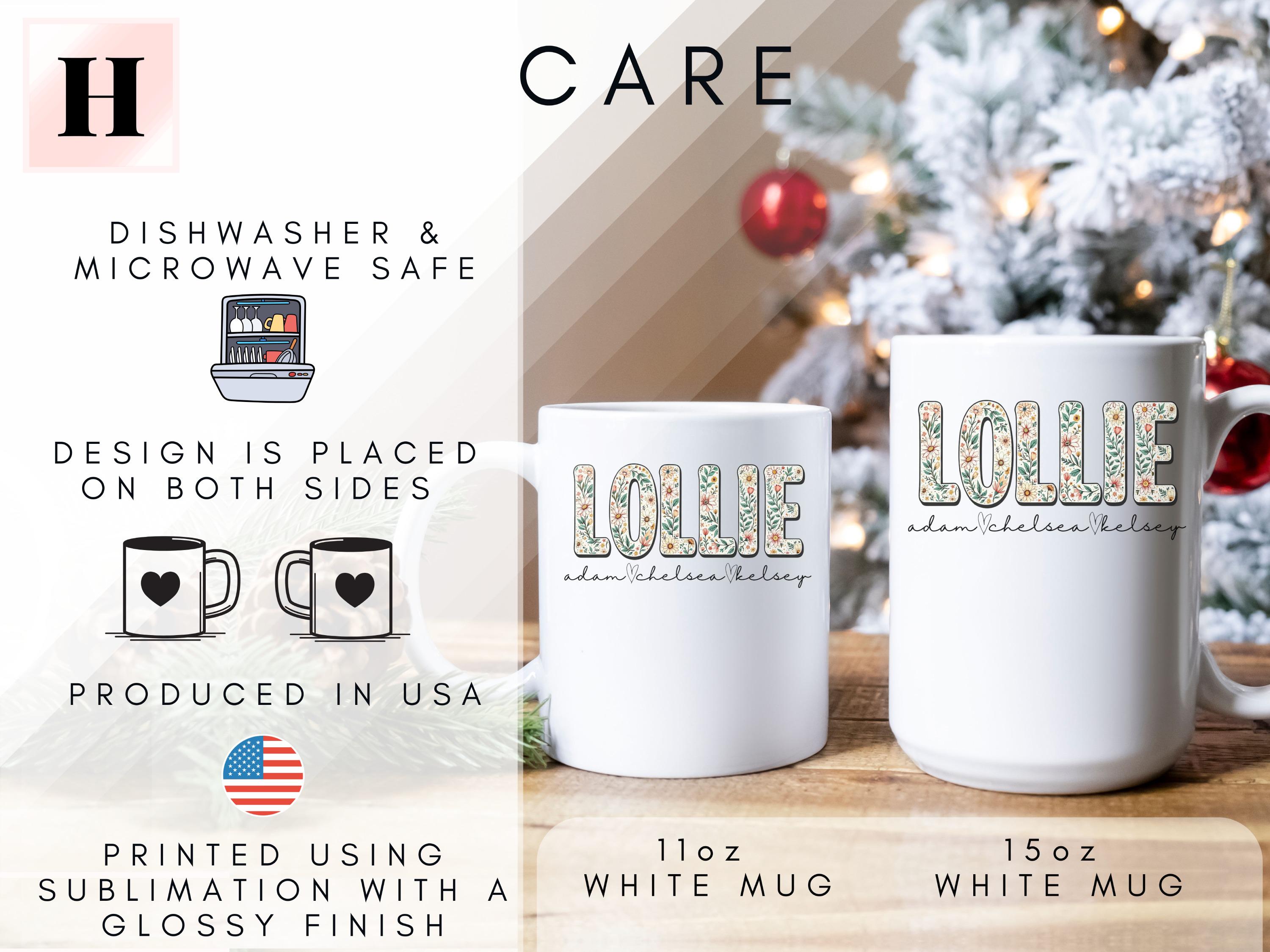 Lollie Mug With Kids Names, Personalized Lollie Wildflowers Mug ...