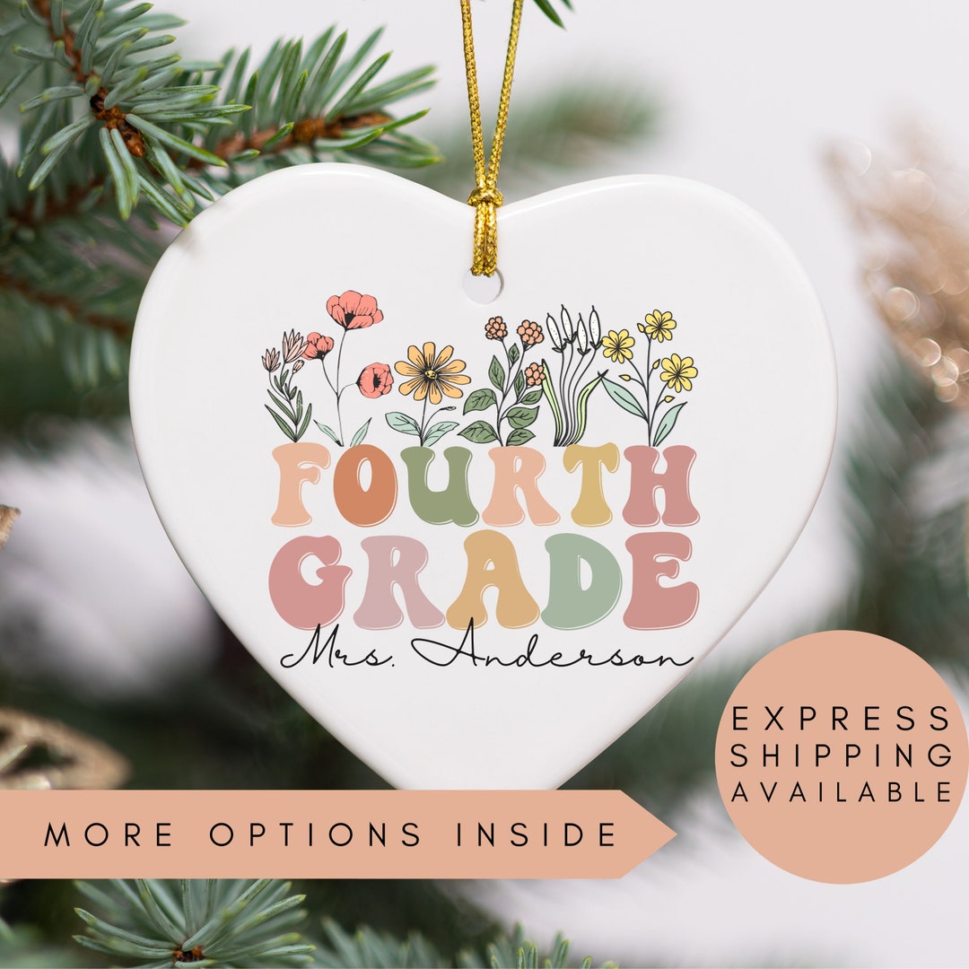 Personalized Fourth Grade Teacher Ornament, Fourth Grade Teacher ...