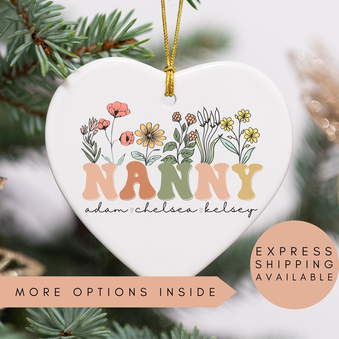 Nanny Ornament With Grandkids Names, Personalized Nanny Christmas ...
