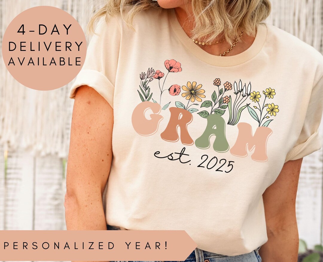 Gram Shirt, Personalized Gram Wildflowers Shirt, Gram Est 2025 ...