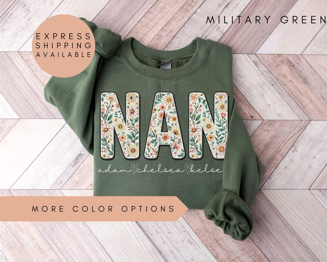 Nan Sweatshirt With Names, Personalized Nan Wildflowers Sweater ...