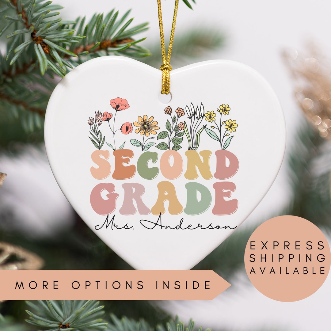 Personalized Second Grade Teacher Ornament, Second Grade Teacher ...