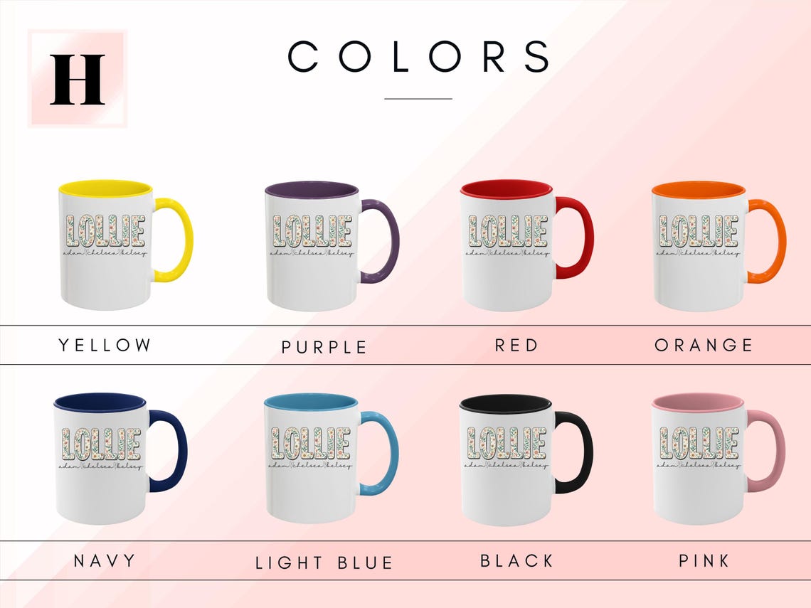 Lollie Mug With Kids Names, Personalized Lollie Wildflowers Mug ...