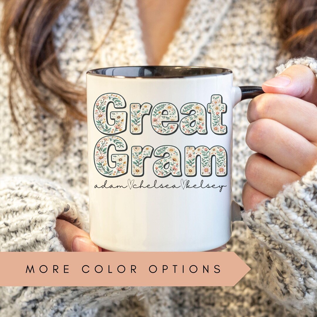 Great Gram Mug With Kids Names, Personalized Great Gram Mug,grandkids ...