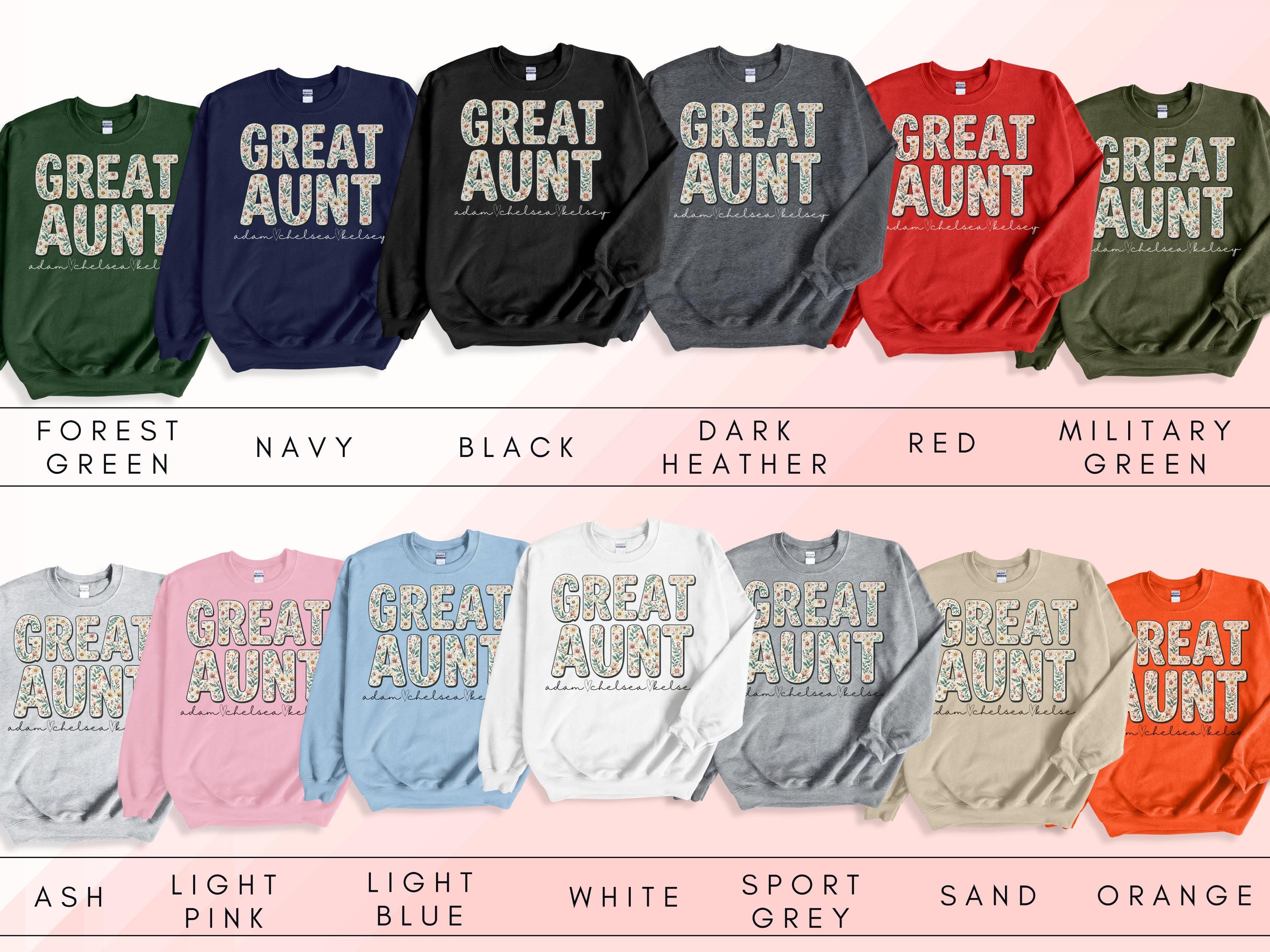 Great Aunt Sweatshirt With Names, Personalized Aunt Wildflowers ...