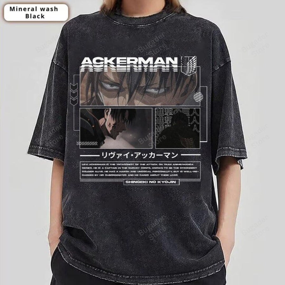 Levi Ackerman Anime Panel Mineral Wash Tee - Etsy