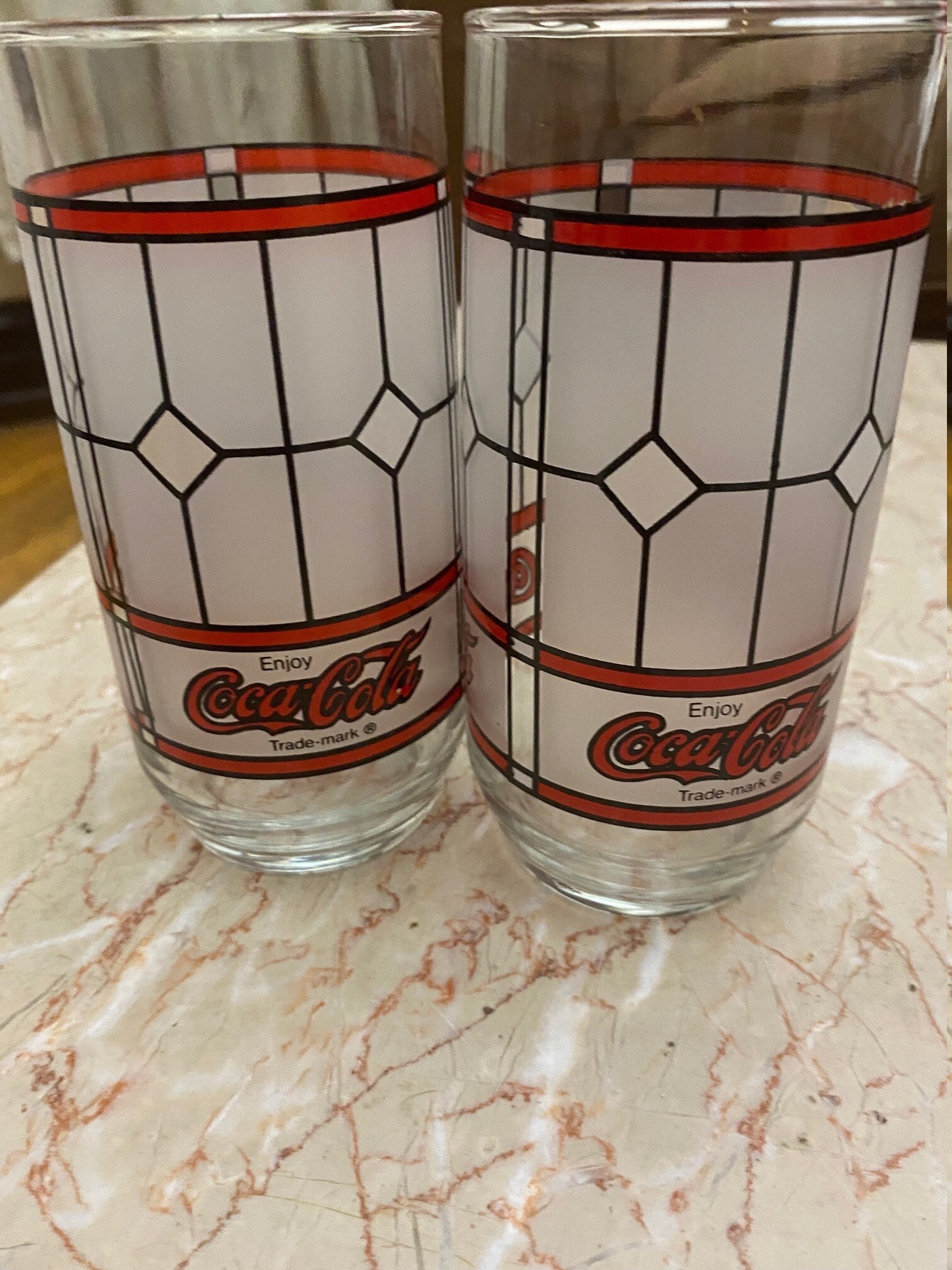 Vintage 1970's Pizza Hut Coca-Cola Coke Tiffany Style Drinking Glass ... Vintage 1970's Pizza Hut Coca-Cola Coke Tiffany Style Drinking Glass ...