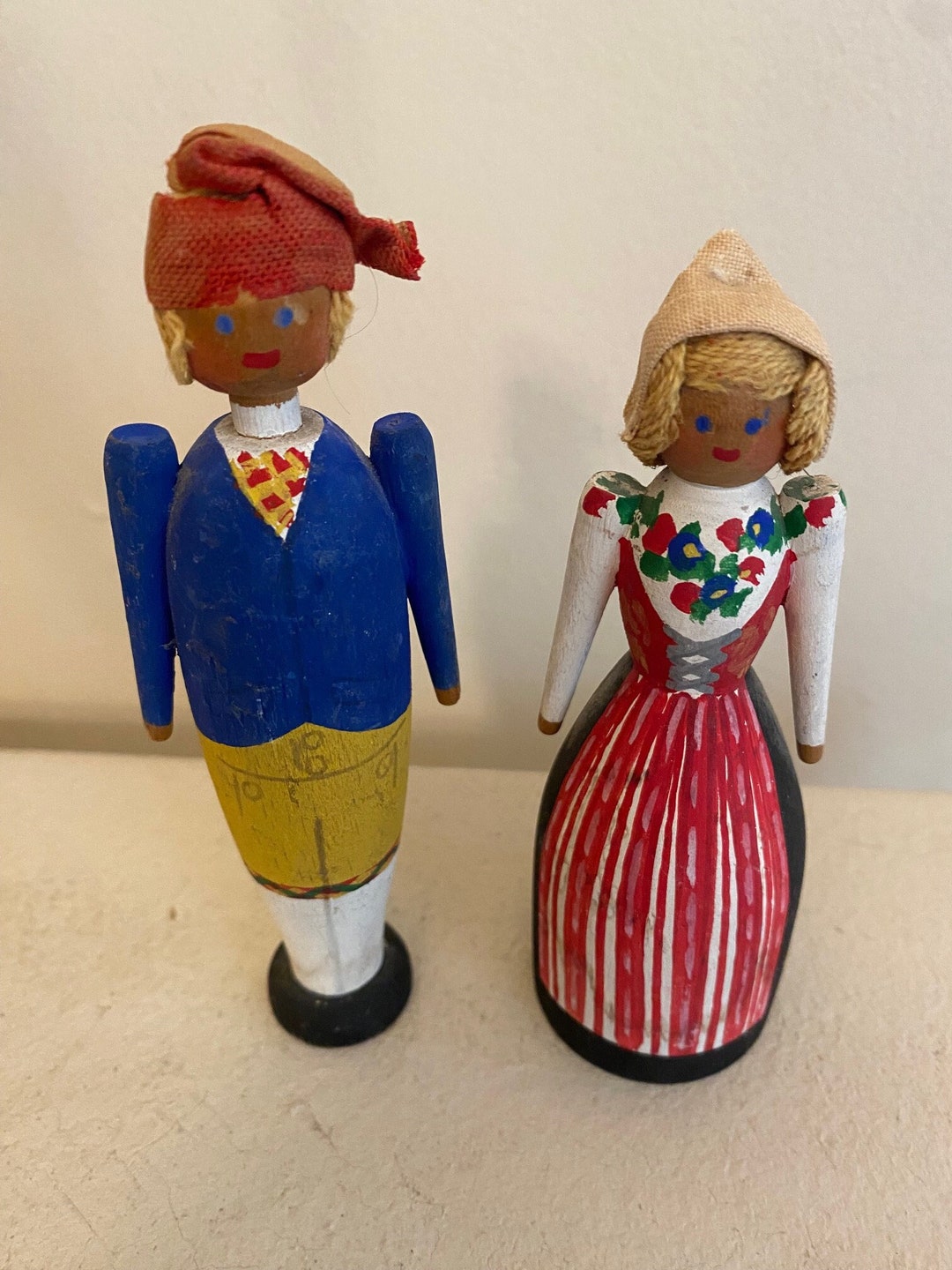 Two Wooden Vintage Swedish Folk Figures - Etsy