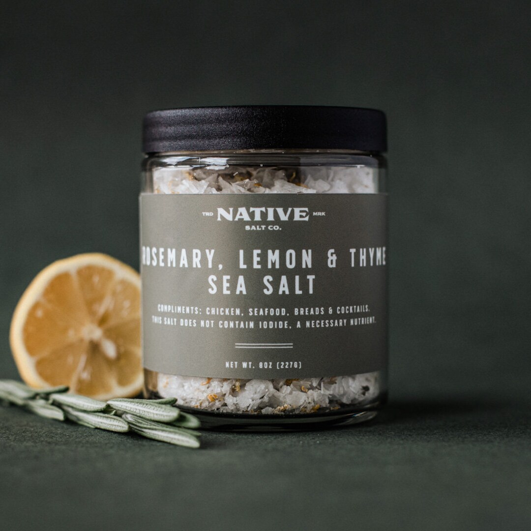Rosemary Lemon Thyme Sea Salt Blended / Infused Flake Salt 8 Oz Foodie ...