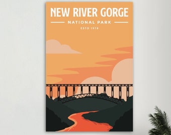 New River Gorge National Park Vintage Travel Poster Print - Etsy