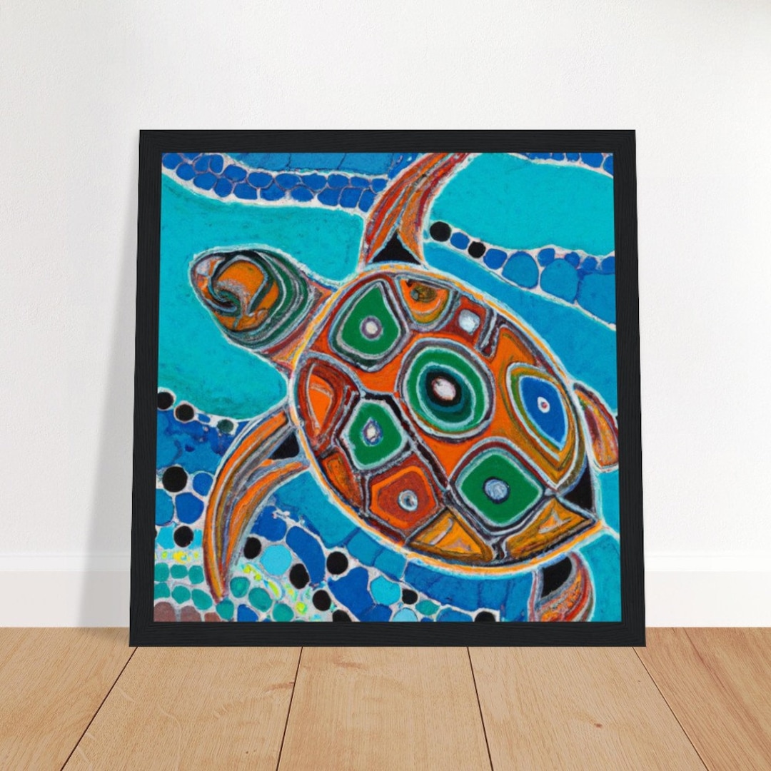Aboriginal Sea Turtle Print Indigenous Wall Art Décor Australian Animal ...