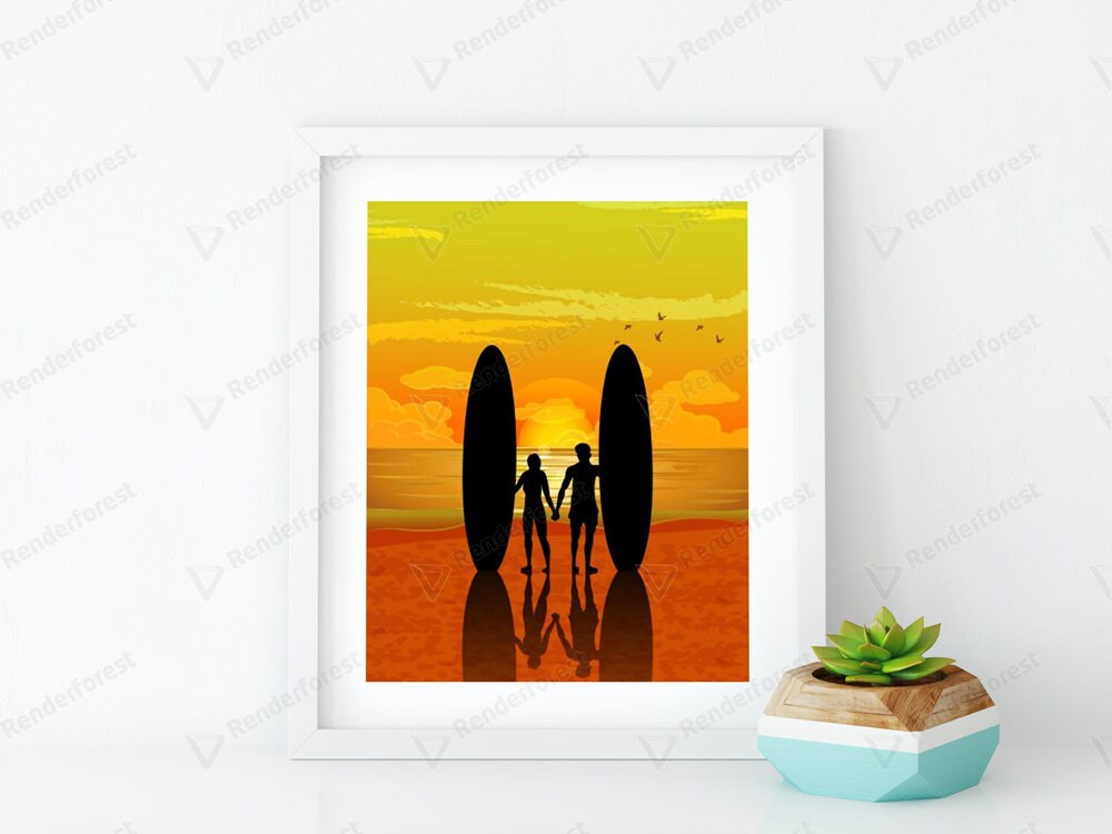 SUP Poster Stand up Paddle Board Print SUP Couple Poster Gift SUP Wall ...