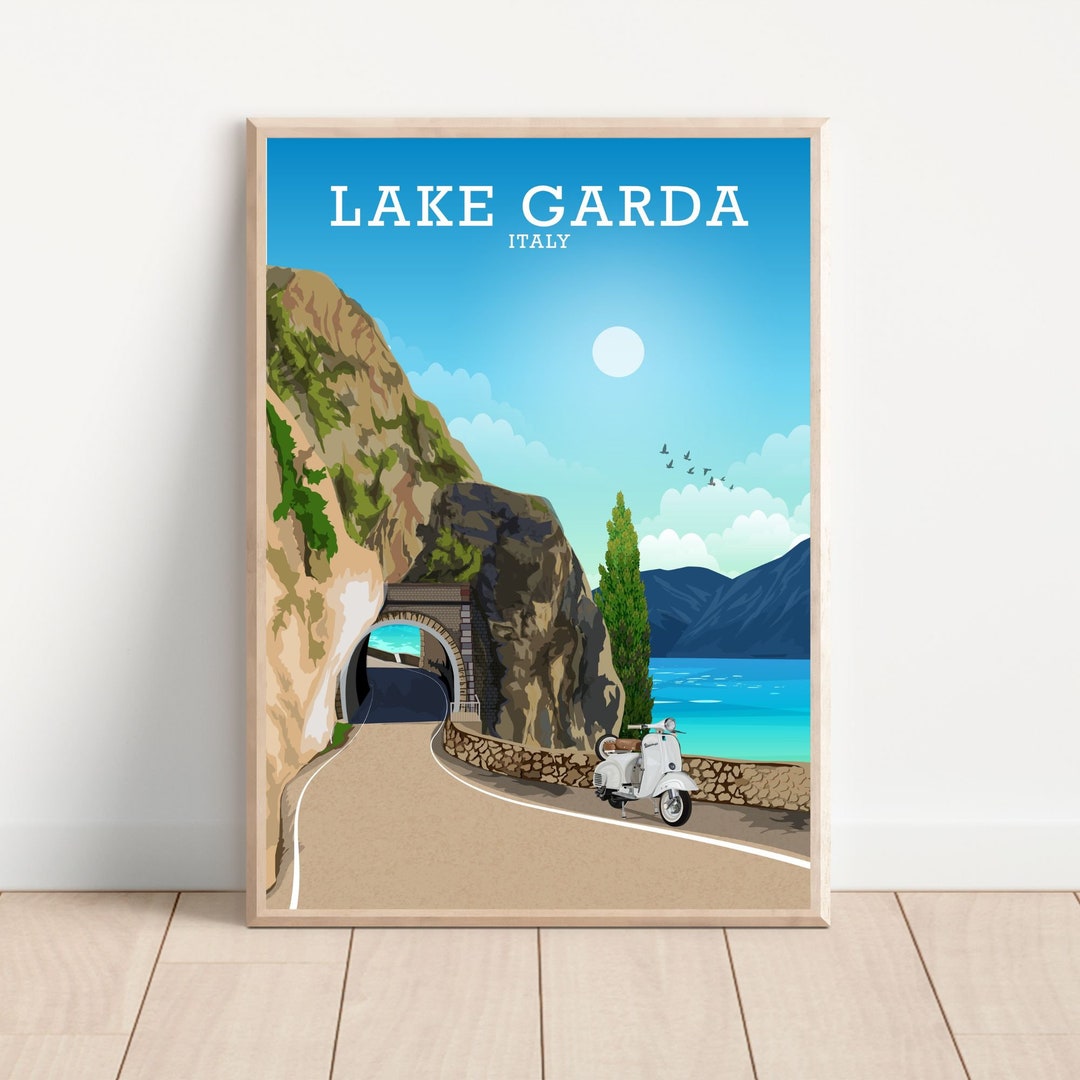 Lake Garda Print Italy Lake Garda Travel Poster Italian - Etsy