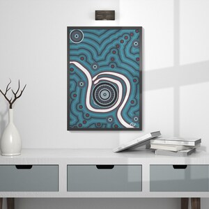 Blue Aboriginal Dot Wall Art Indigenous Australian Print Tranquil Dot ...