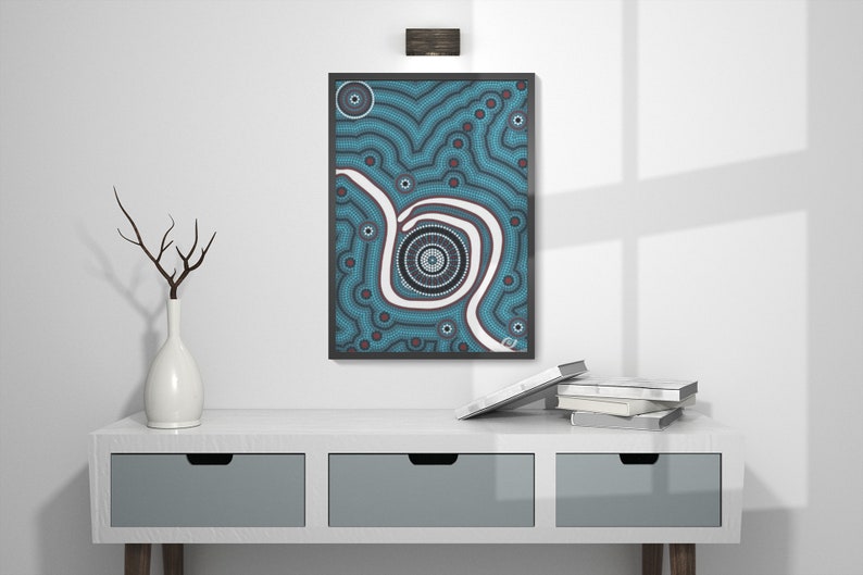 Blue Aboriginal Dot Wall Art Indigenous Australian Print Tranquil Dot ...