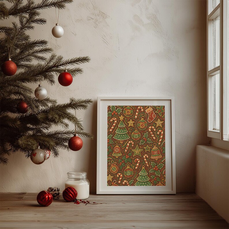 Printable Christmas Wall Art Aboriginal Style Dot Painting Holiday ...