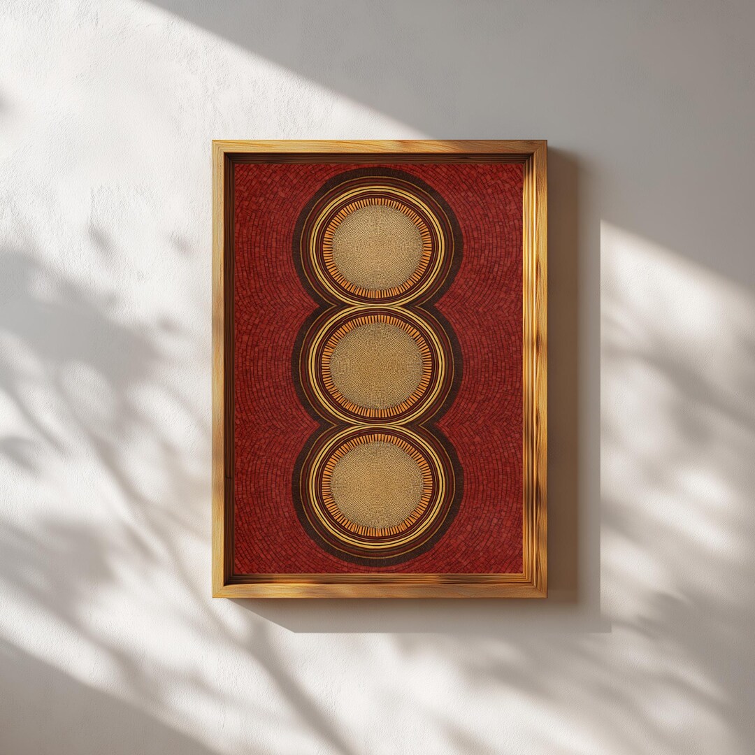 Indigenous-inspired Circle Dot Art Aboriginal Art Print With Earthy Red ...