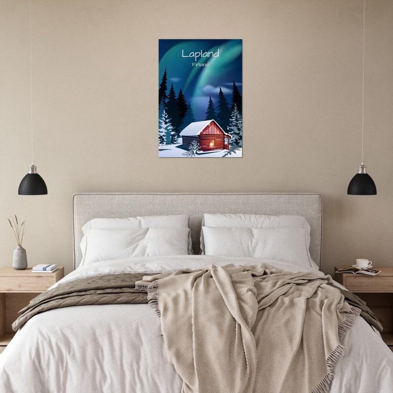 Weihnachten Lappland Poster | Festliches Finnland Reise Poster | Nordlichter | Winter Schnee ...