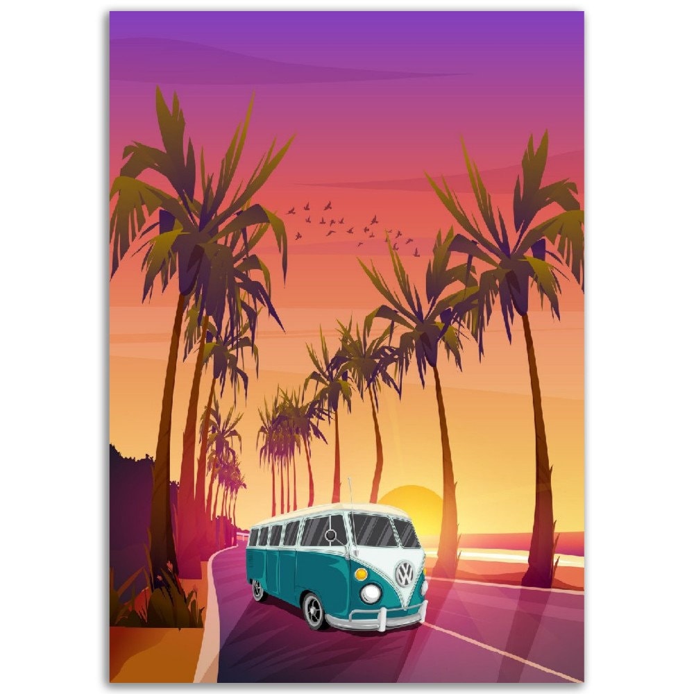 Retro Campervan Print Surf Poster Volkswagen Bus Van - Etsy