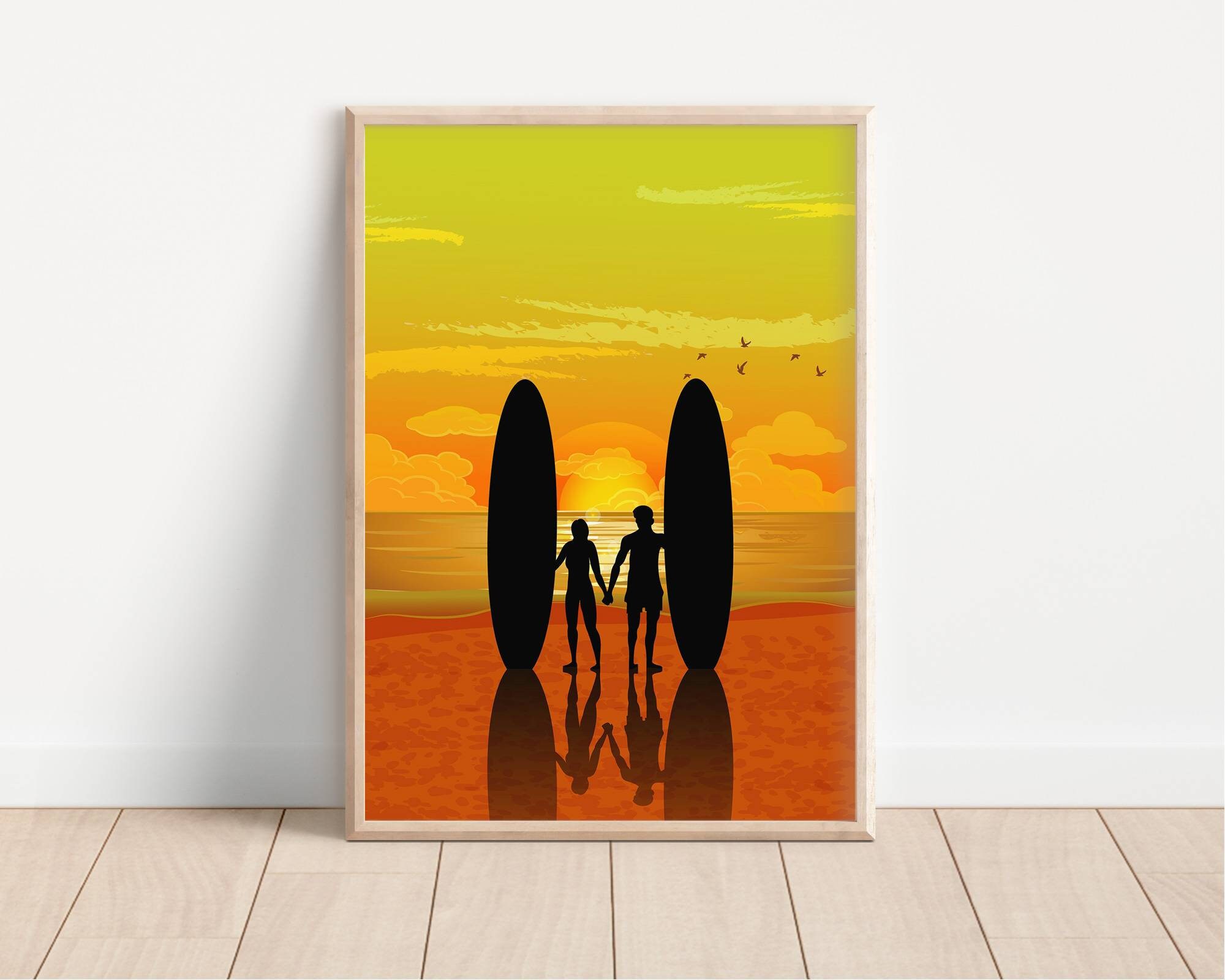 SUP Poster Stand up Paddle Board Print SUP Couple Poster Gift SUP Wall ...