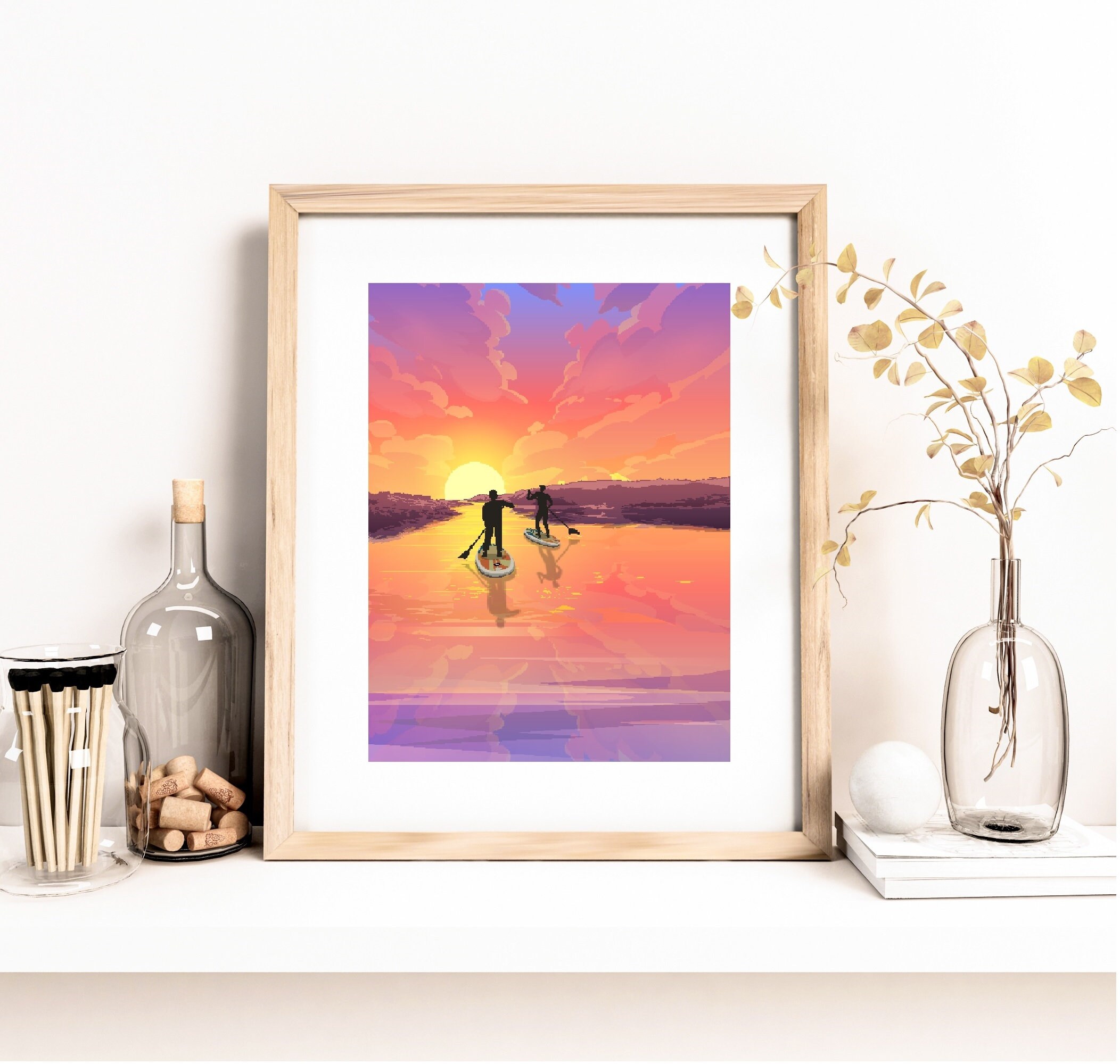 SUP Print Stand up Paddle Board Poster Retro Gift Gift for - Etsy