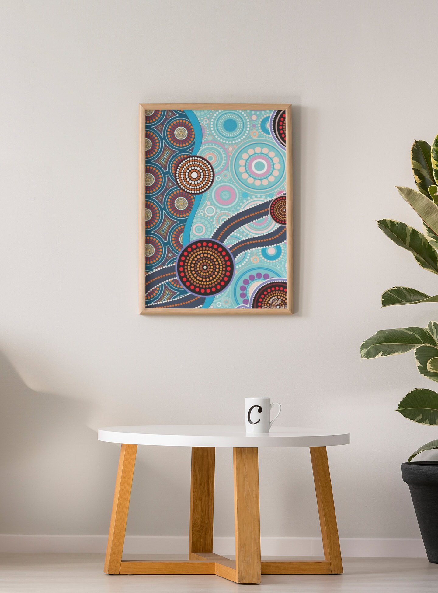 Blue Aboriginal Dot Wall Art Indigenous Australian Print Tranquil Dot ...