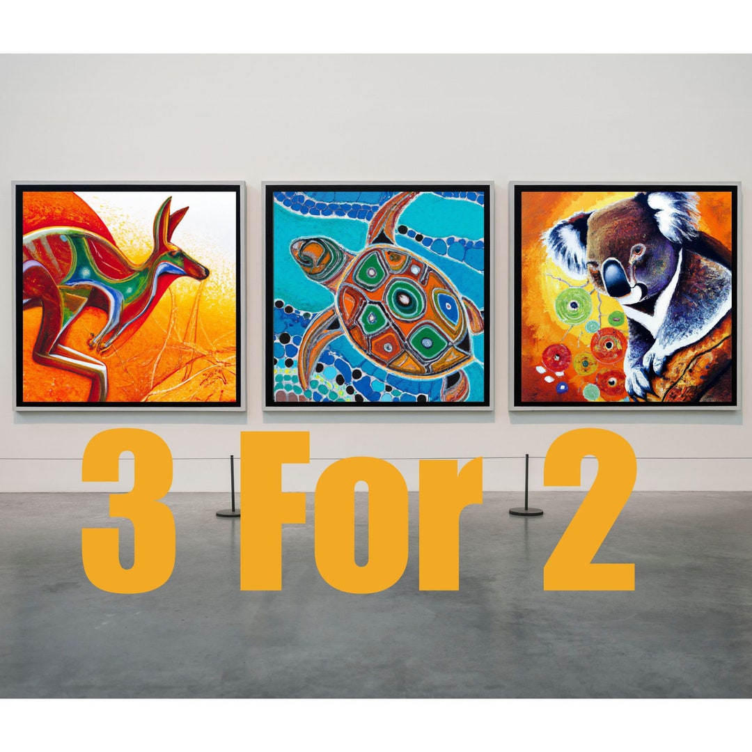 Set of 3 for 2 Aboriginal Prints Bundle | Indigenous Wall Art Sale ...