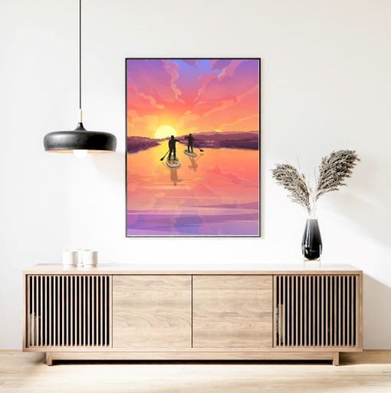 SUP Print Stand up Paddle Board Poster Retro Gift Gift for - Etsy