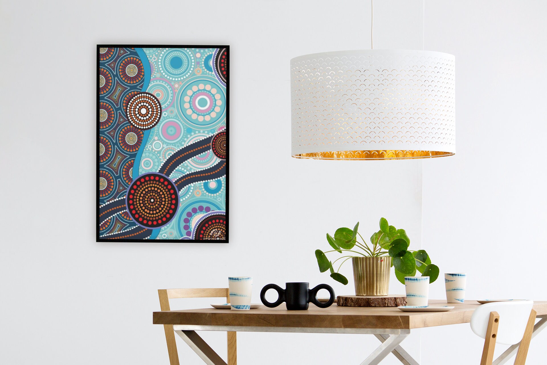 Blue Aboriginal Dot Wall Art Indigenous Australian Print Tranquil Dot ...