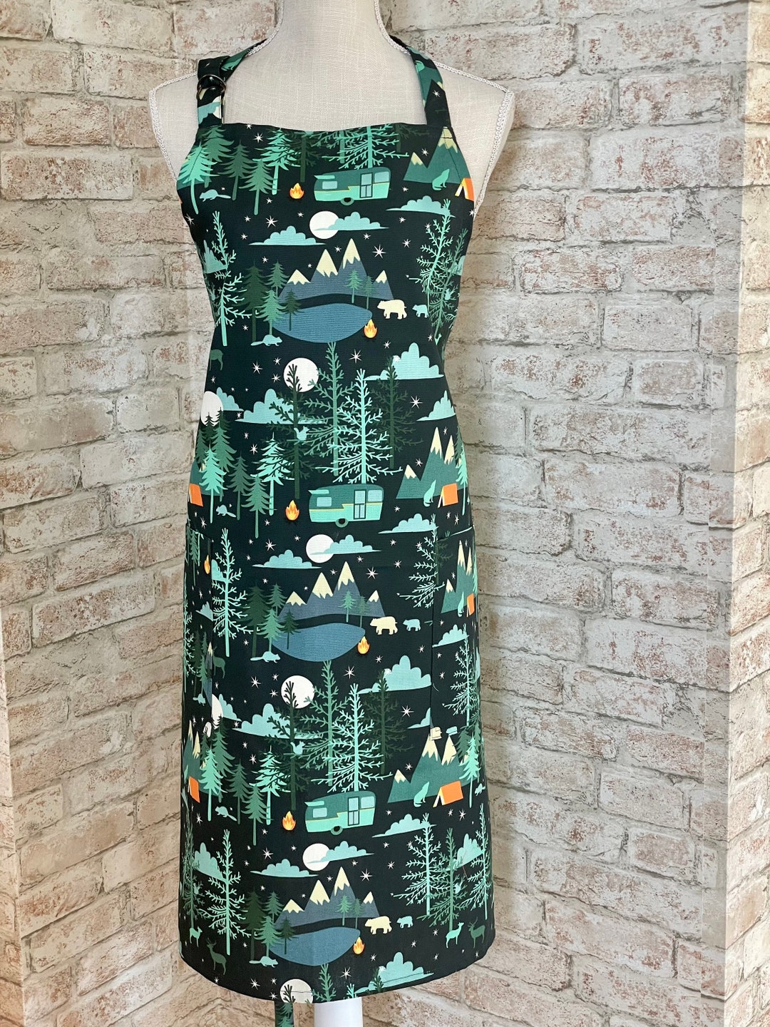 Unique Apron for Adults-midnight Campers Design-apron for Cooking-100 % ...