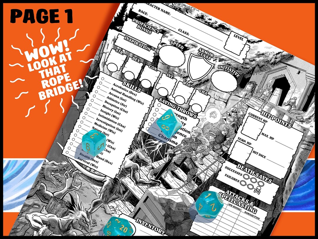 Kobold D&D 5e Character Sheet mit Kämpfer, Zwerg und Zauberer/Druide ...