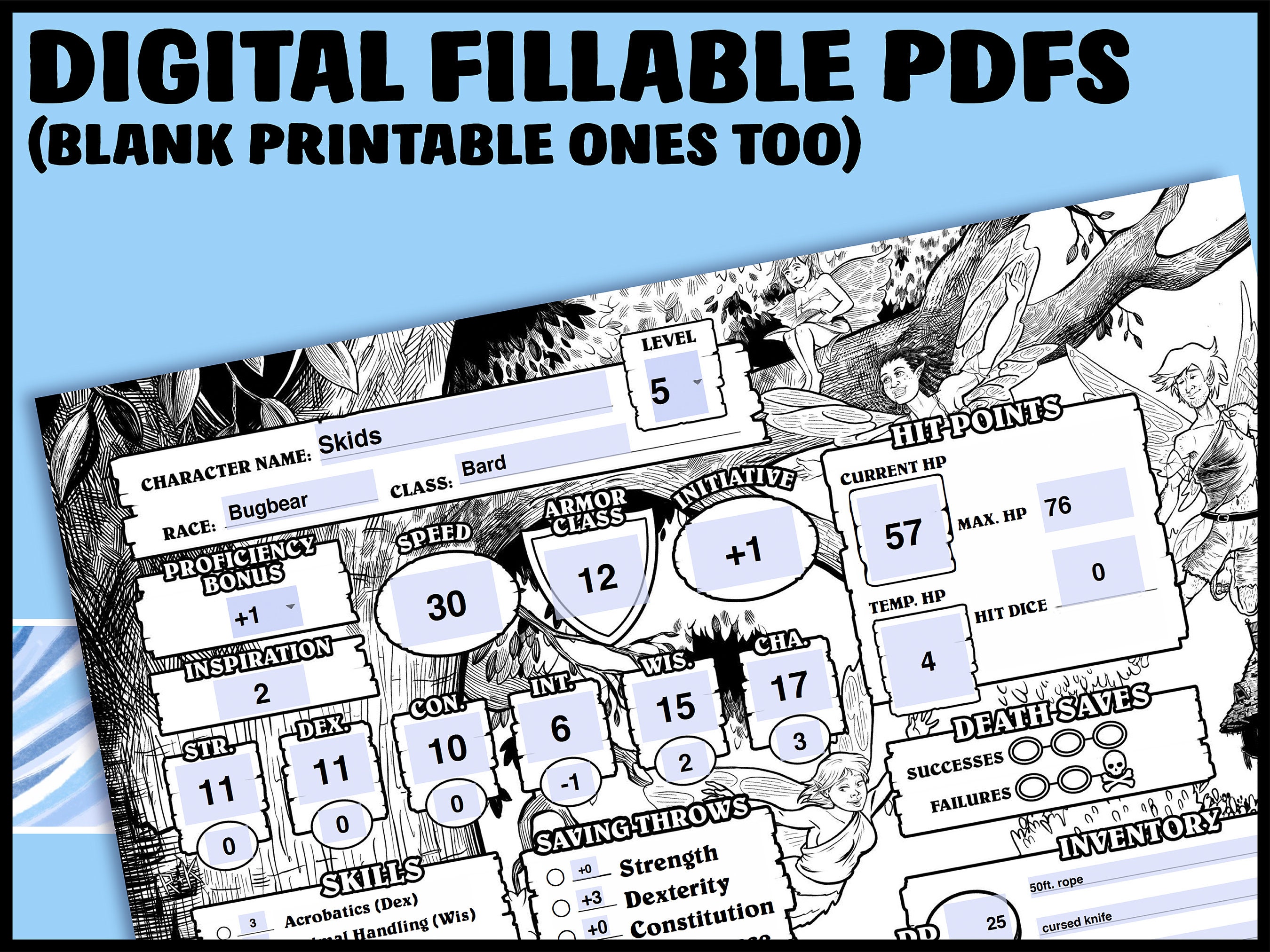 Feywild D&D 5e Character Sheet Feat Fairies and Fey Animals - Etsy ...
