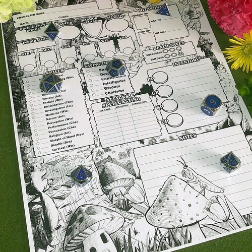 Old Library Themed Dungeons and Dragons 5E Character Sheet - Etsy