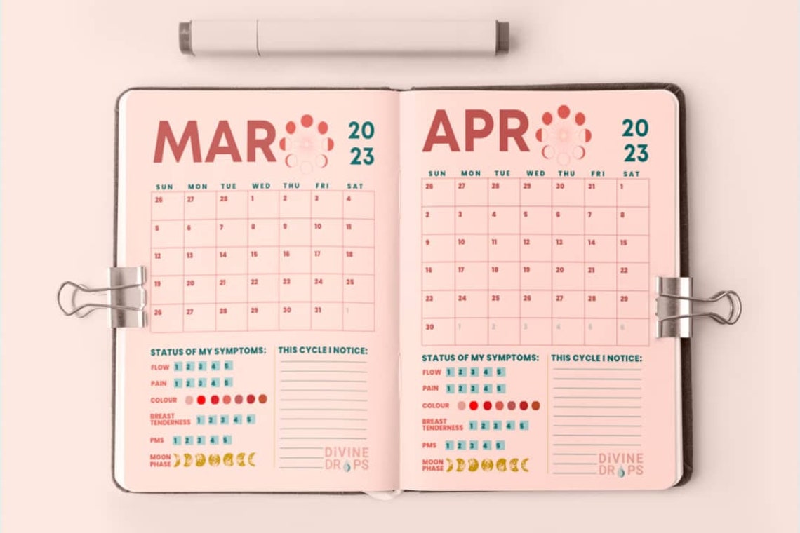 Period Tracker Printable | Digital Period Journal | Year Cycle Calendar ...