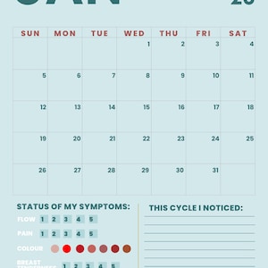 Period Tracker Printable | Digital Period Journal | Year Cycle Calendar ...