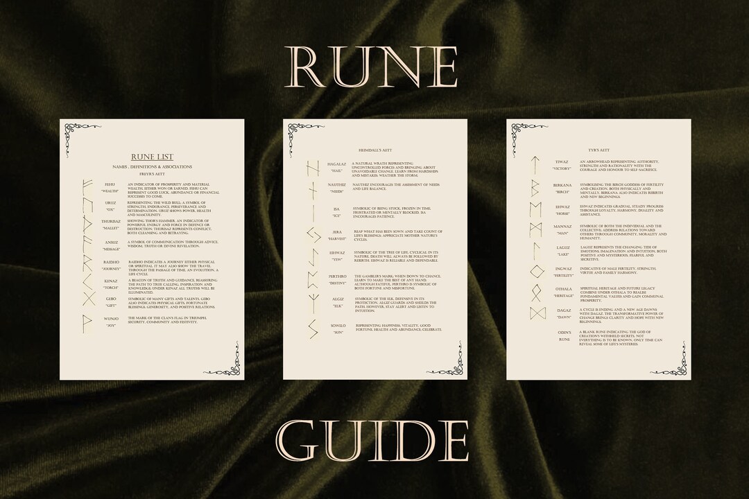 Elder Futhark Rune Guide List of Names Definitions and - Etsy