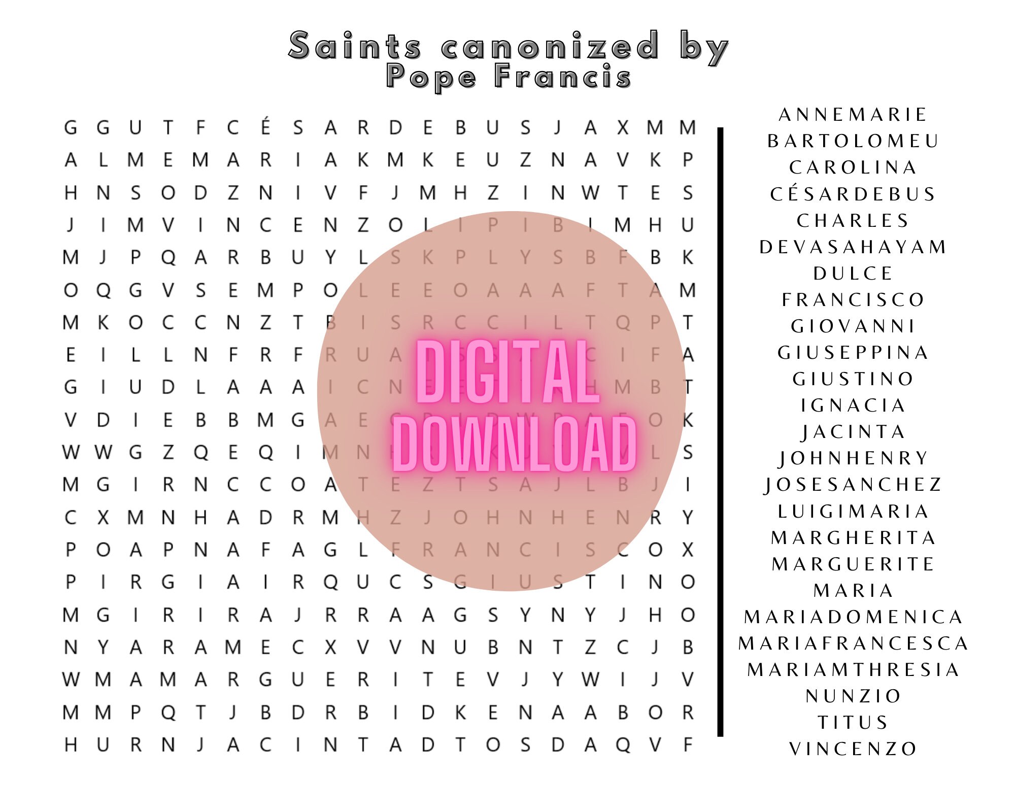 Word Search Digital Download for Children and Adults, Holiday ...