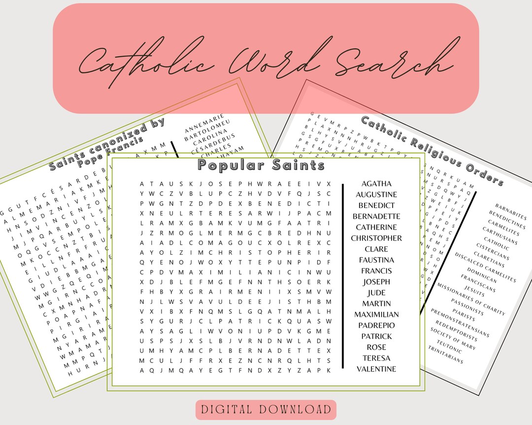 Word Search Digital Download for Children and Adults, Holiday ...