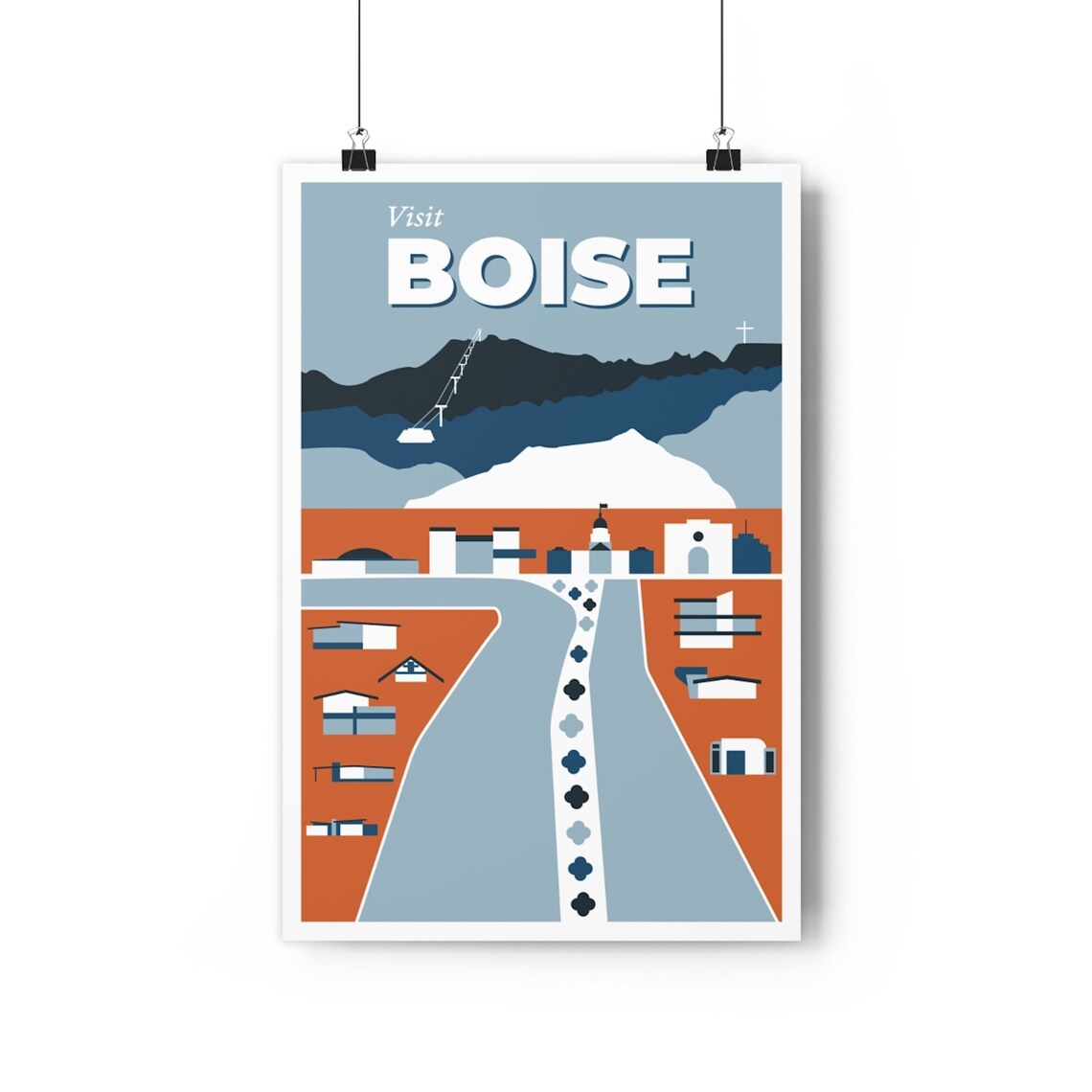 Boise Idaho Travel Poster: Mid-century Modern Art Print (digital ...