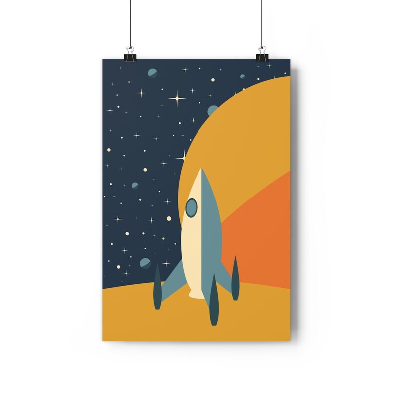 Minimalist Outer Space Theme Poster Digital Download Flat Design ...